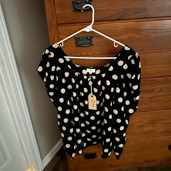 ott | Tops | Sheer Black With Cream Polka Dots | Poshmark